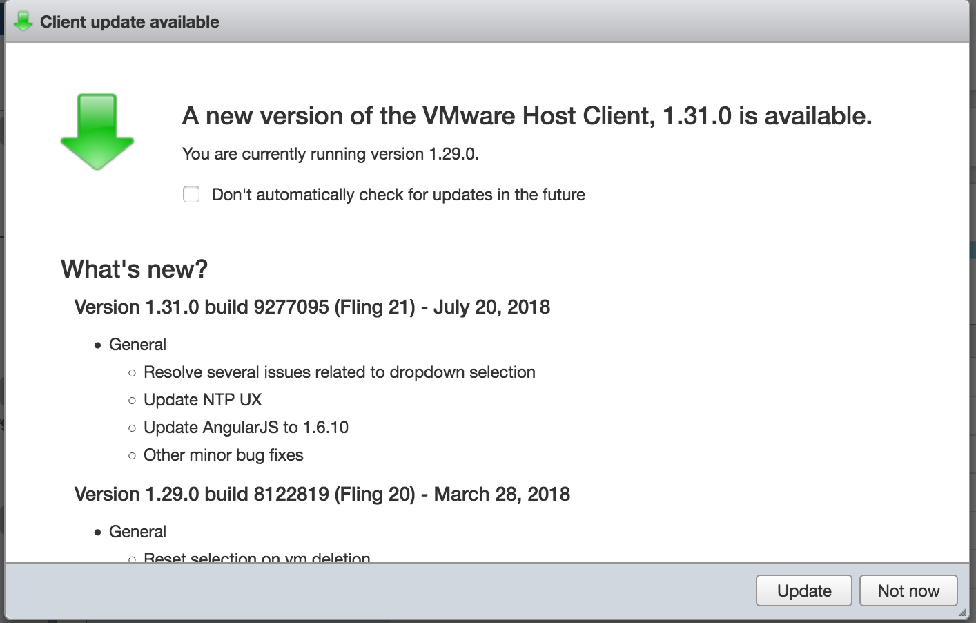 Updating VMware ESXi Host Client to 1.31.0 – Kev's Development Toolbox
