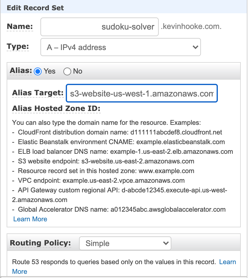 Using Route 53 to create subdomain names for your projects – Kev's Development Toolbox