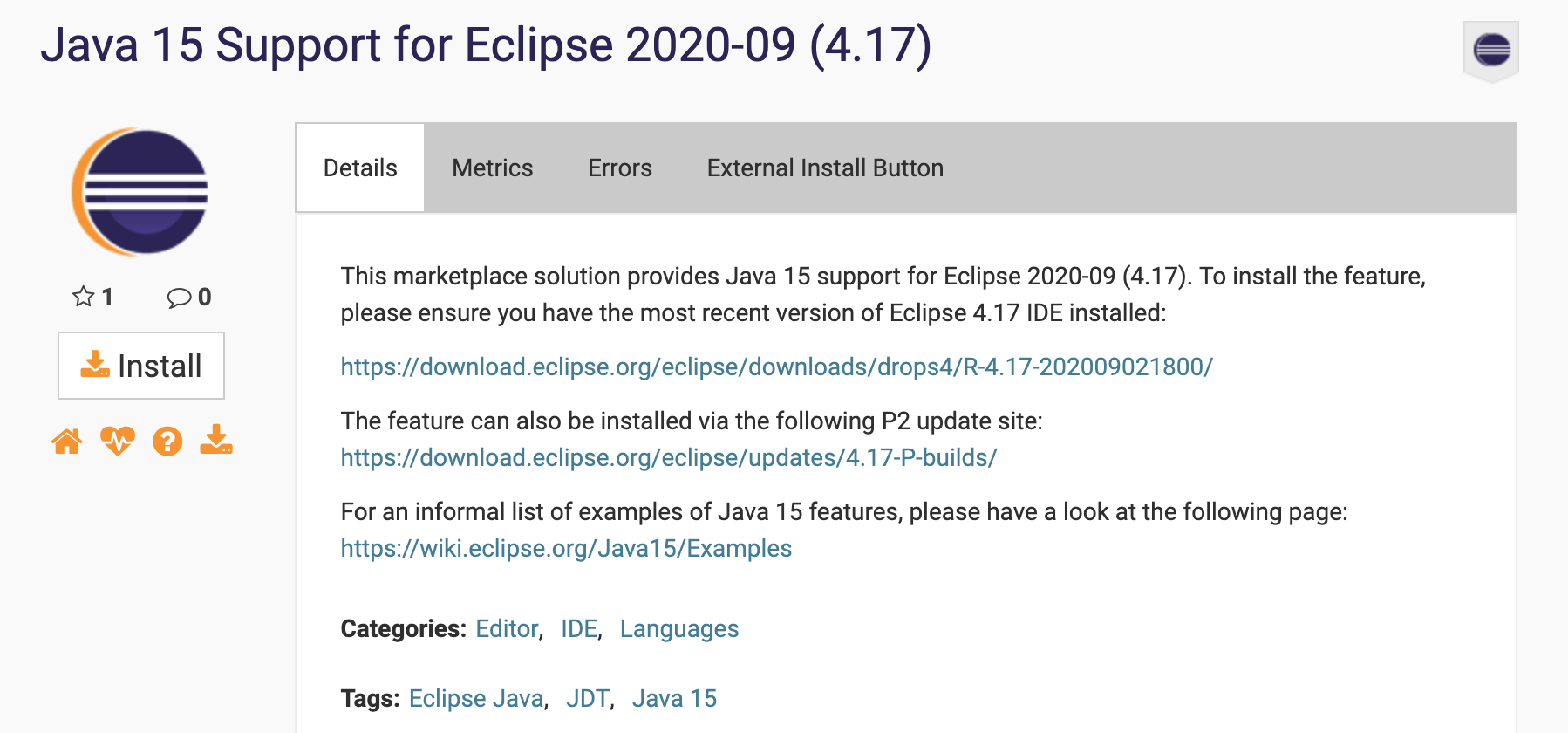 Java 15 support in Eclipse – Kev's Development Toolbox