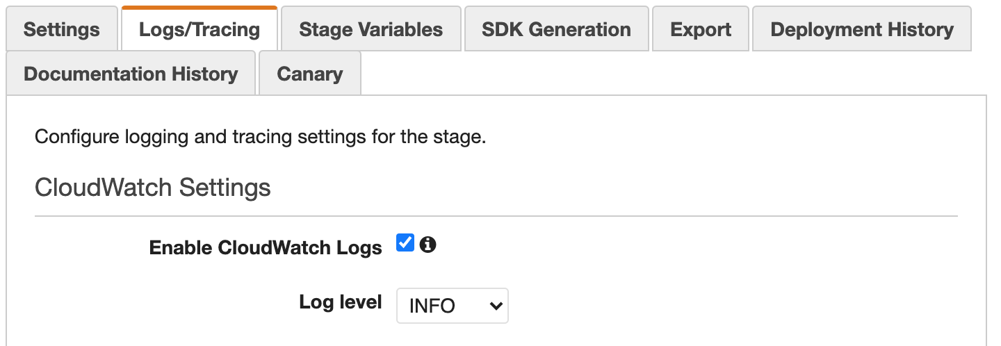 Enabling Aws Api Gateway Cloudwatch Logging Kevs Development Toolbox