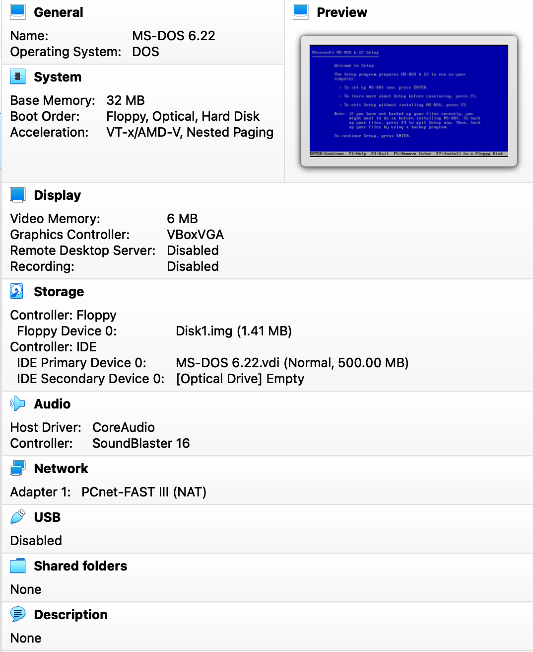 MS-DOS 6.22 install on Virtual Box – Kev's Development Toolbox
