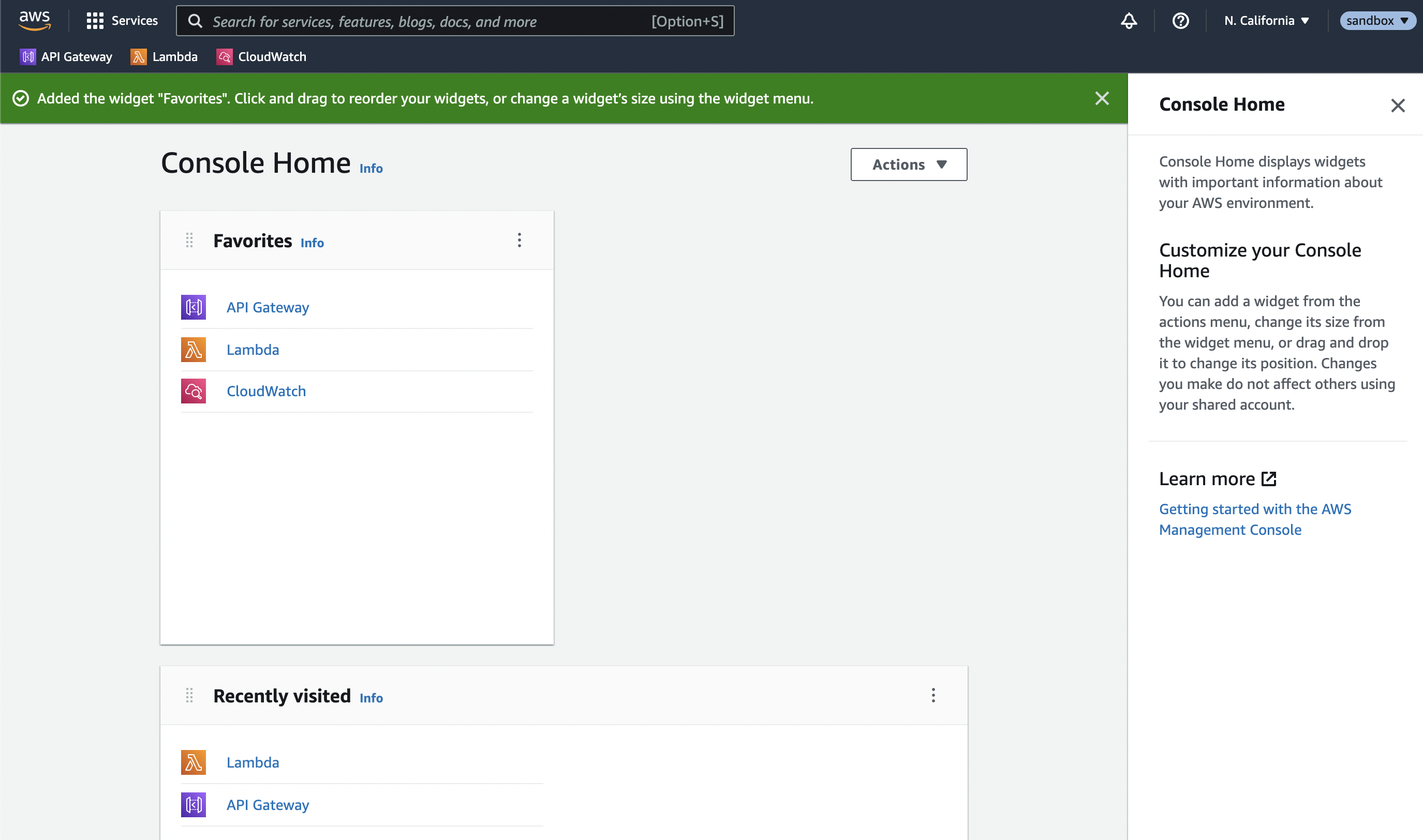 New AWS Console with ‘favorites’ – Kev's Development Toolbox