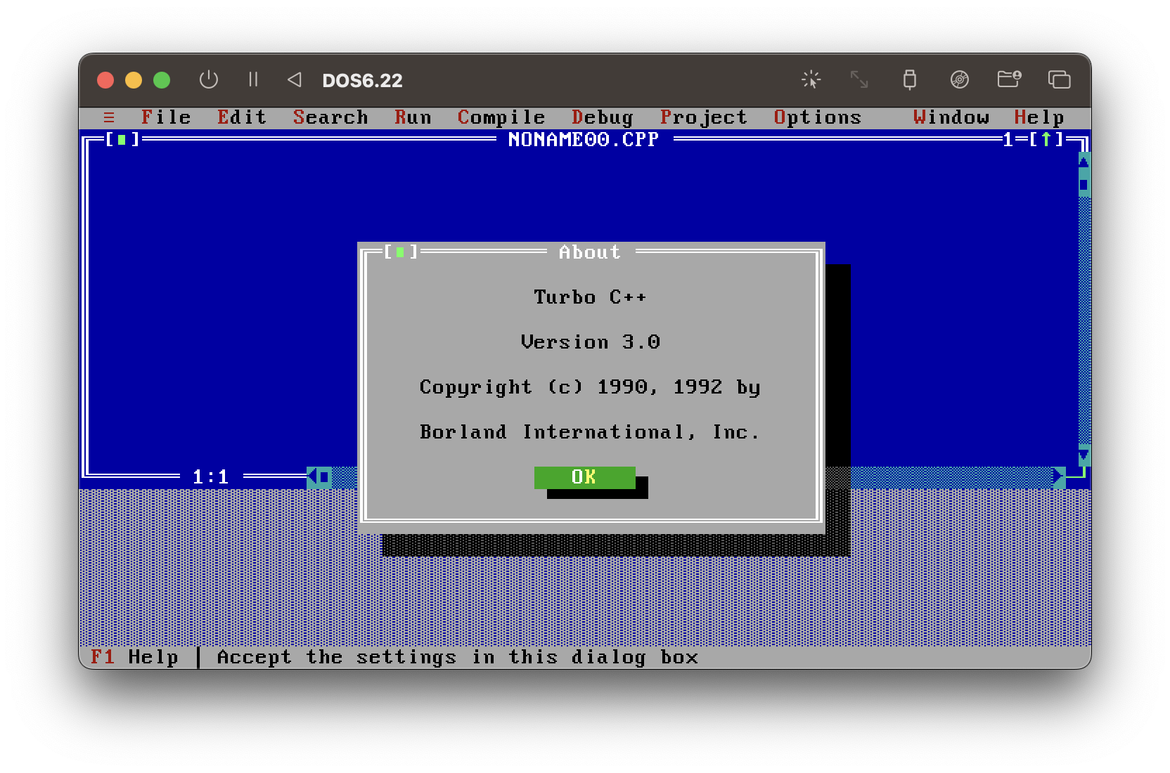 Installing Borland Turbo C++ on an emulated x86 using UTM on a MacBook ...